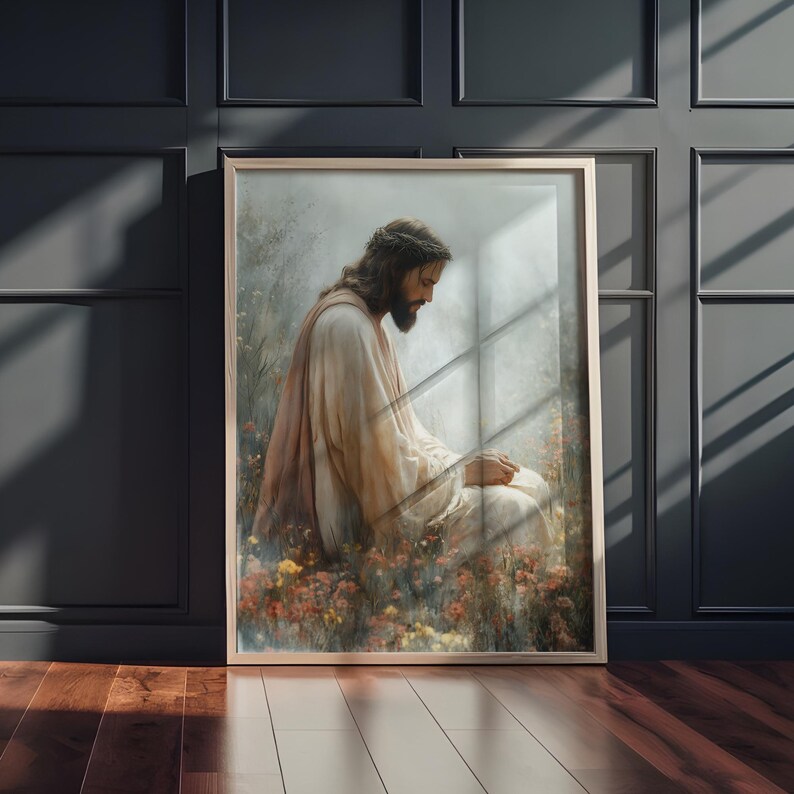 Jesus Praying in Gethsemane Garden, Digital Art Print, Watercolor ...