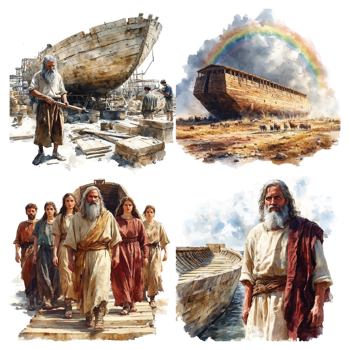 Noah’s Ark Bible Story Clipart, 95PNG Digital Download, Christian ...
