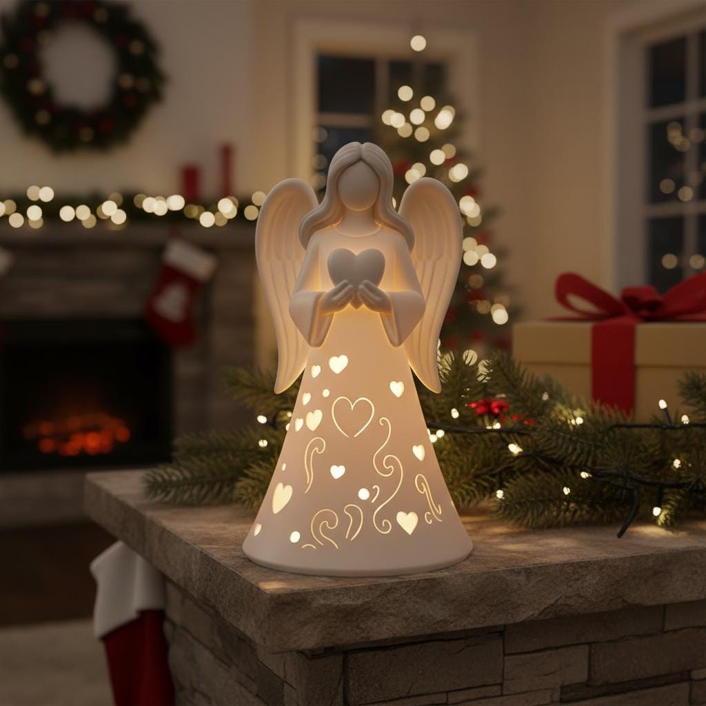 Angel Girl With Heart Tealight Holder STL 3MF, 3D Printable Candle ...