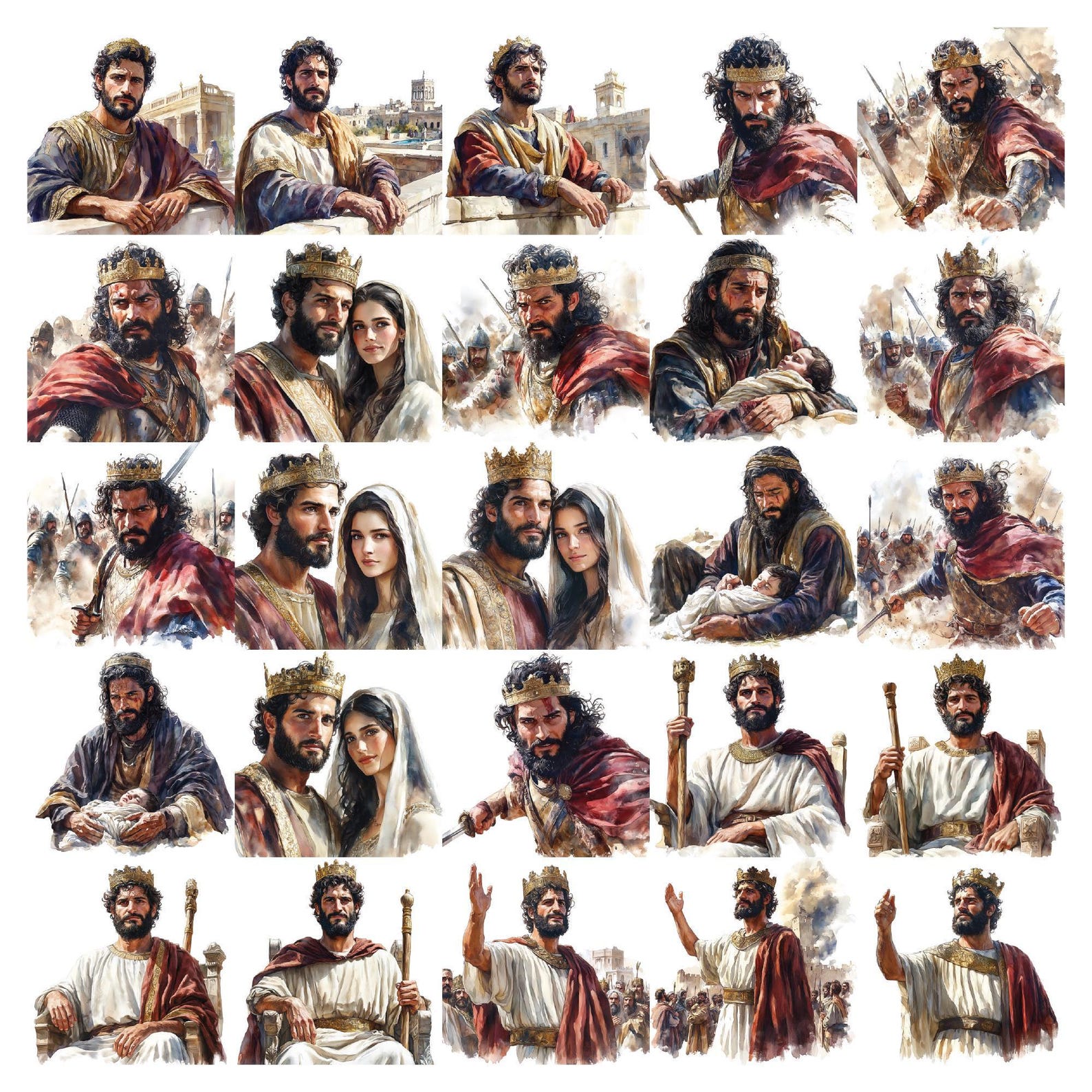 David Bible Clipart, 200PNG Digital Download, Christian Religious Art ...