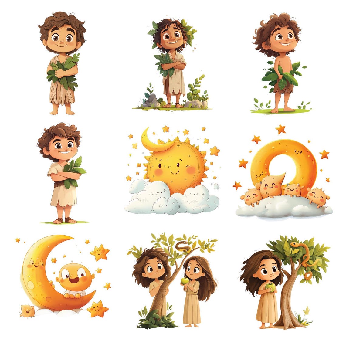Bible Story Clipart: Creation of the World – Kids Cartoon Christian PNG ...