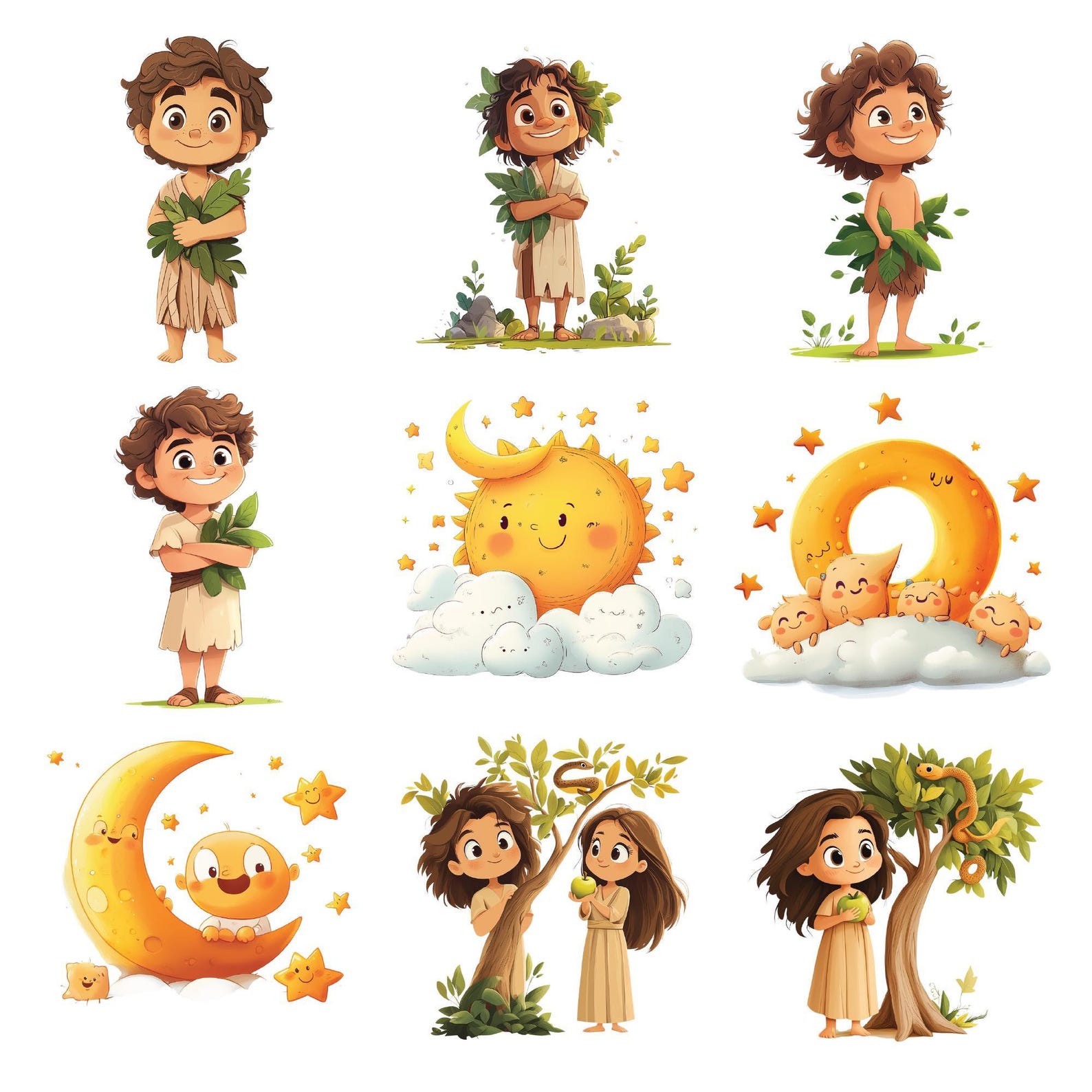 Bible Story Clipart: Creation of the World – Kids Cartoon Christian PNG ...