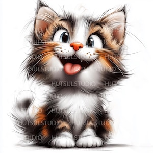 Funny Cats Clipart Bundle, 30 PNG, Cute & Playful Kitten Illustrations ...