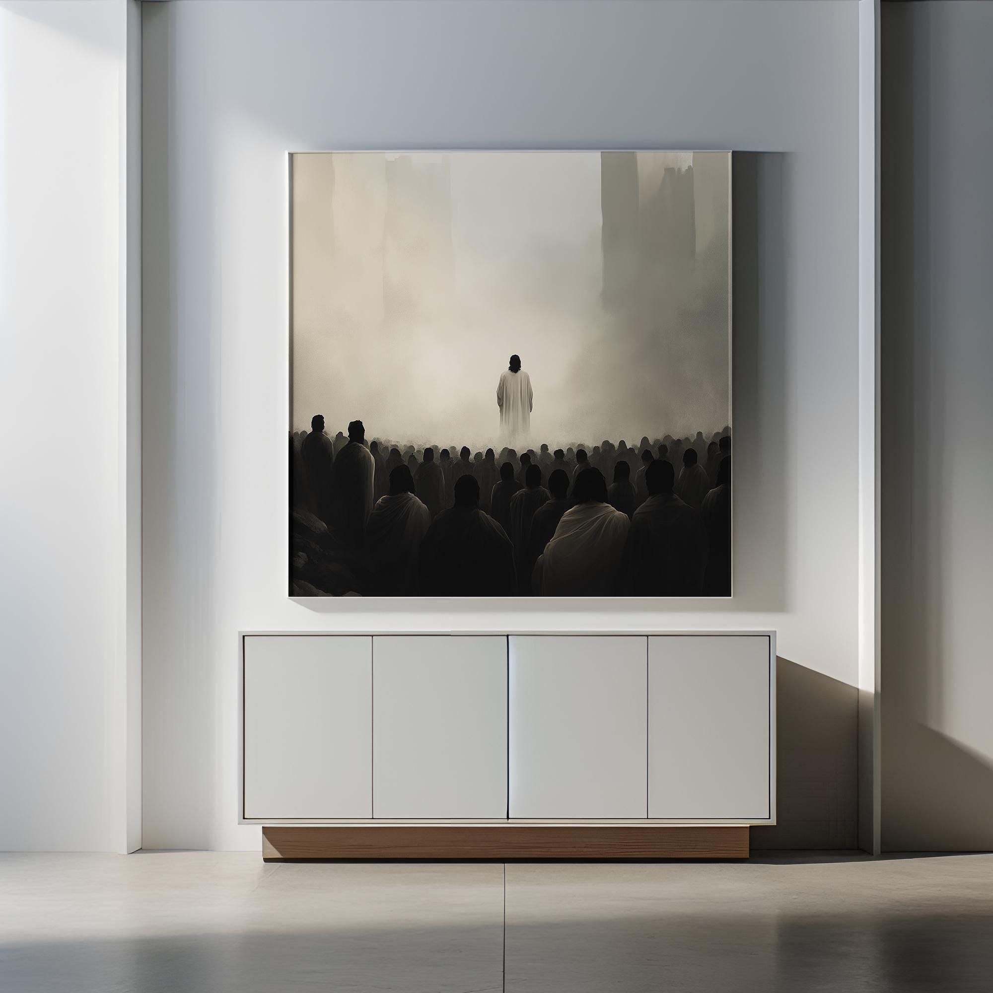 Jesus Teaching the Crowds, Biblical Art Print, Sermon on the Mount ...