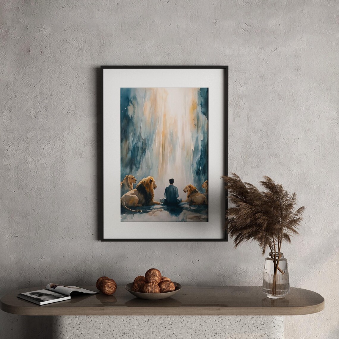 Daniel's Faith in Lion's Den, Bible Story Illustration, Christian Wall ...