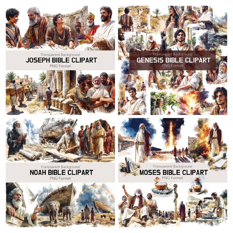 Old Testament Bible Clipart Mega Bundle, 1200 PNG Christian Clip Art ...