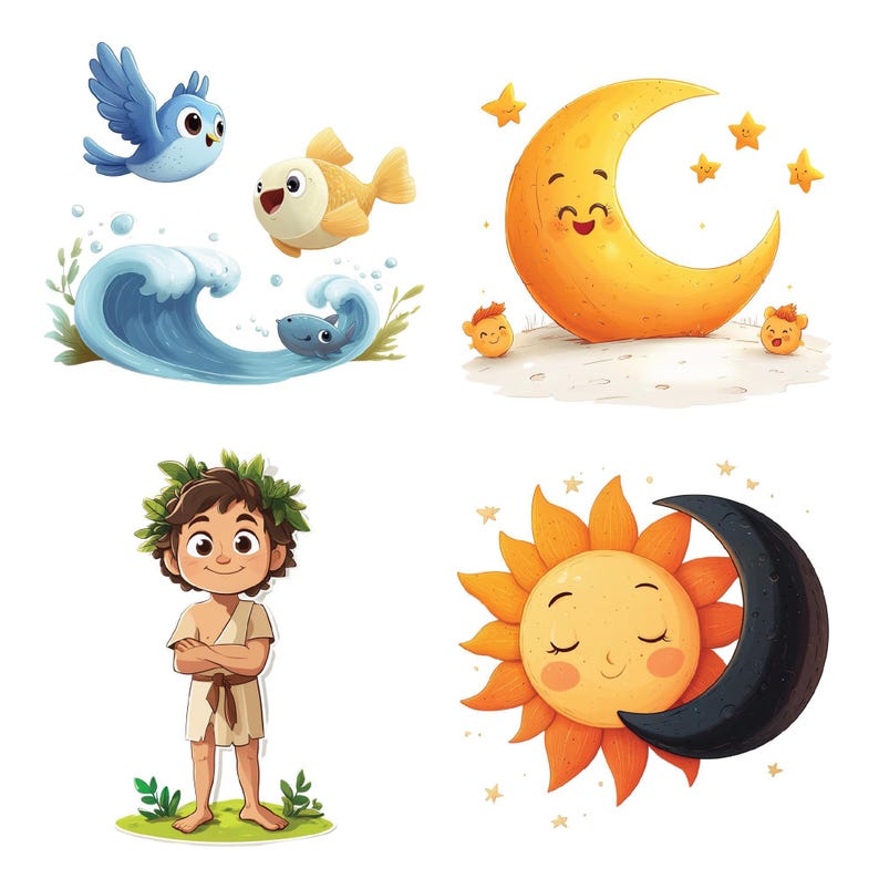 Bible Story Clipart: Creation of the World – Kids Cartoon Christian PNG ...
