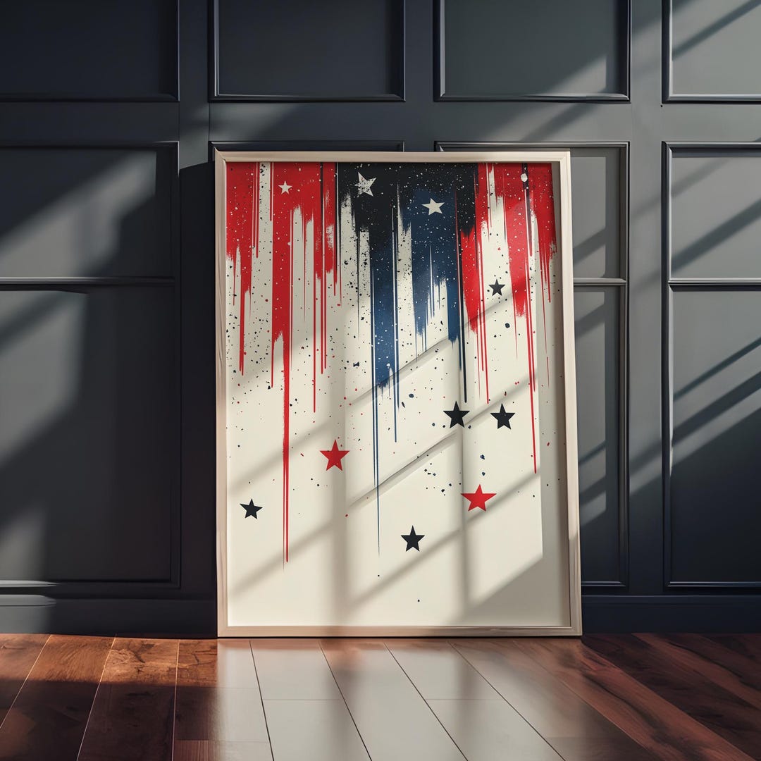 Abstract American Flag Digital Poster, USA Independence Day Printable ...