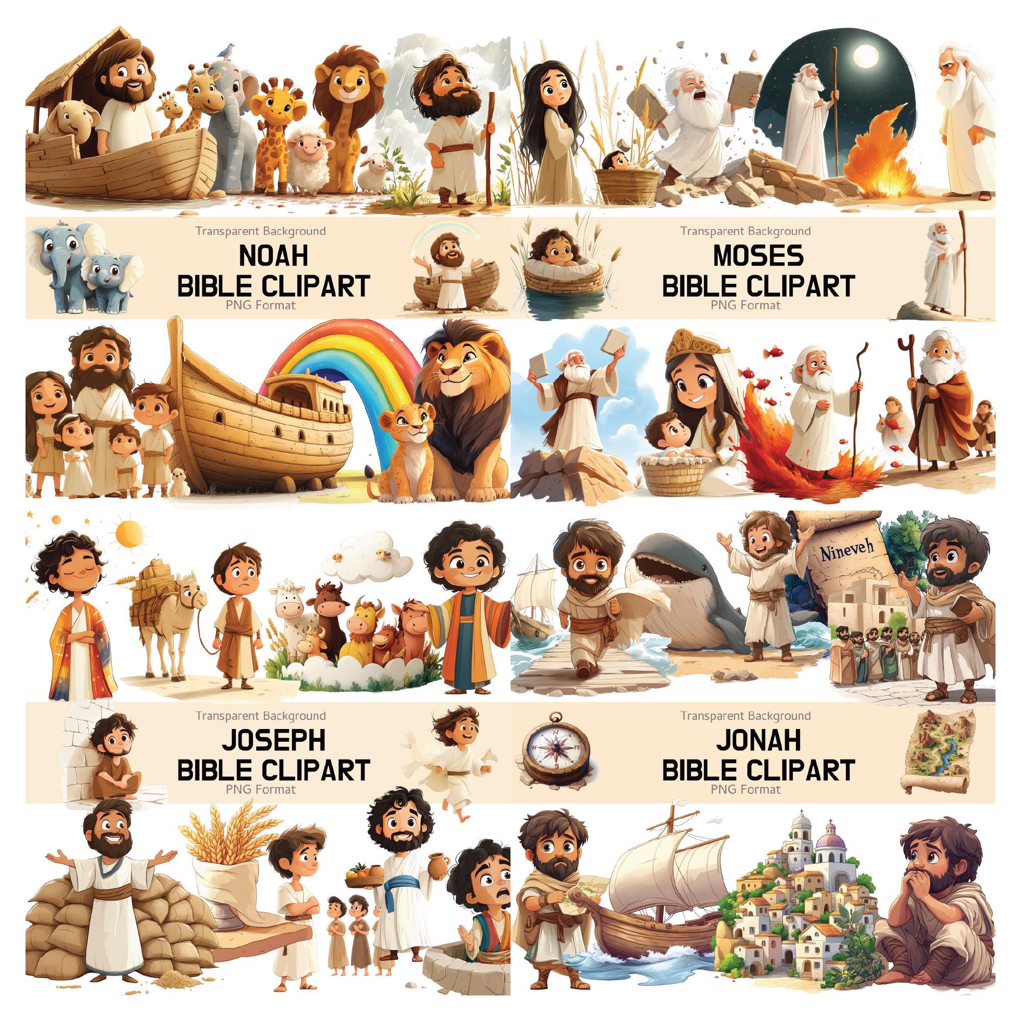 Old Testament Cartoon Clipart Mega Bundle, 700PNG Bible Story Graphics ...