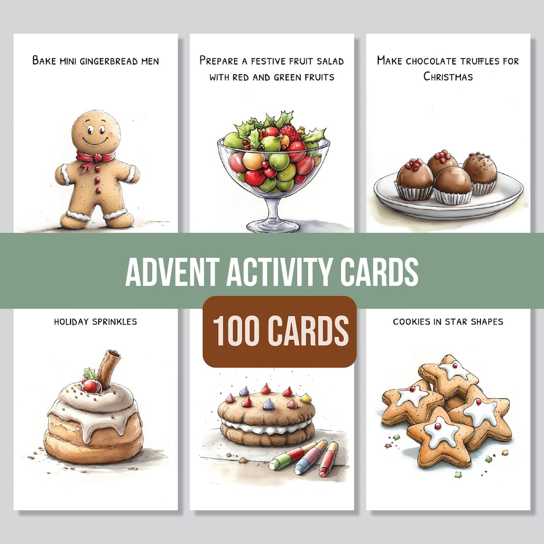 100 Christmas Advent Activity Cards, Printable Holiday Countdown for ...