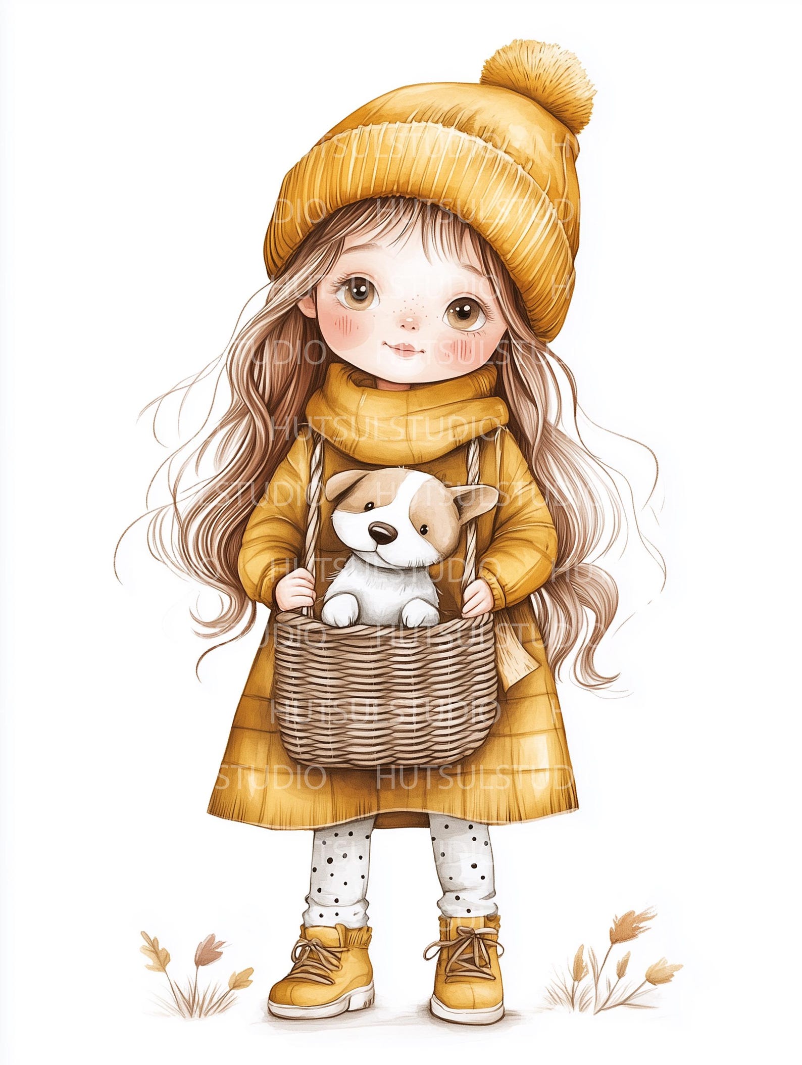 Cute Girl and Puppy Clipart, Best Friends Illustration, Dog Mom Clipart ...