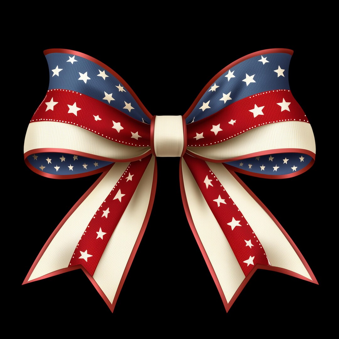 USA Patriotic Bows Clipart Bundle, Red, White & Blue Bow Pngs for ...