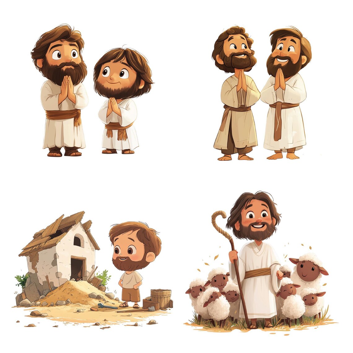 Parables of Jesus Cartoon Clipart, Cute Bible Story PNG Set for Kids ...