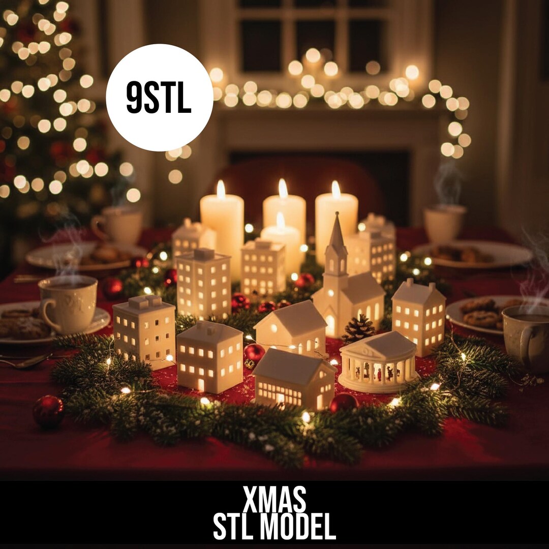 Set de candelabros navideños con forma de ciudad (archivos STL), 9 ...