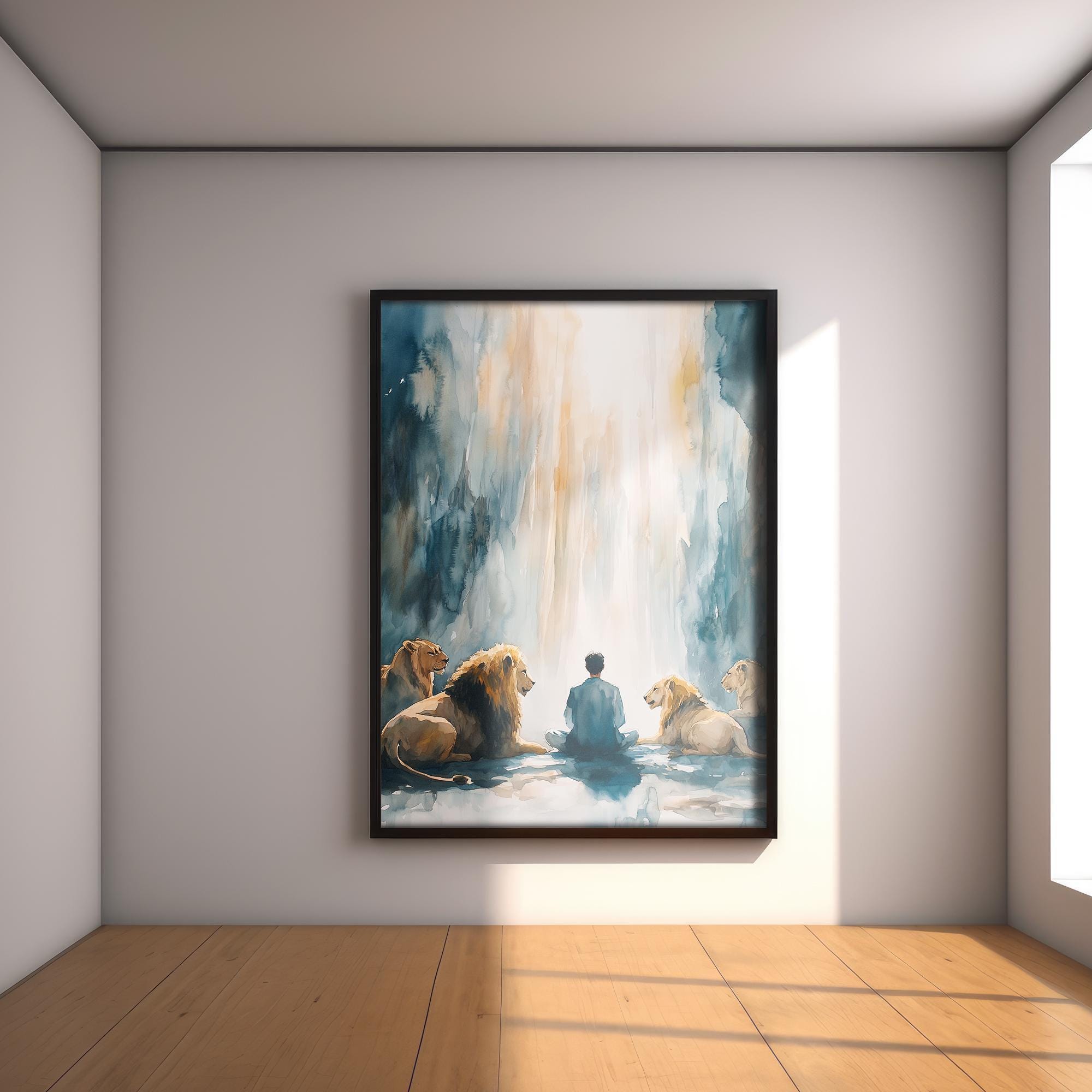 Daniel's Faith in Lion's Den, Bible Story Illustration, Christian Wall ...