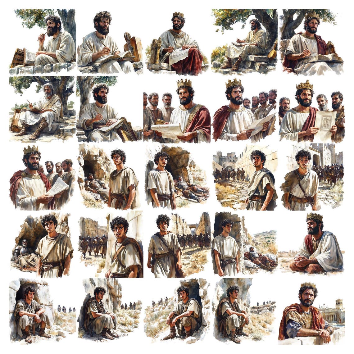 David Bible Clipart, 200PNG Digital Download, Christian Religious Art ...