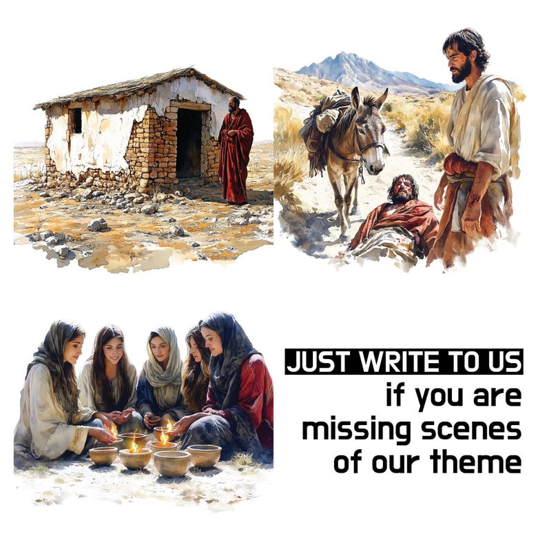 Parables of Jesus Clipart Bundle, 160+ Christian PNG Files for Sunday ...