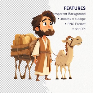 Joseph Bible Story Clipart, Christian PNG Set With Joseph in Cartoon ...