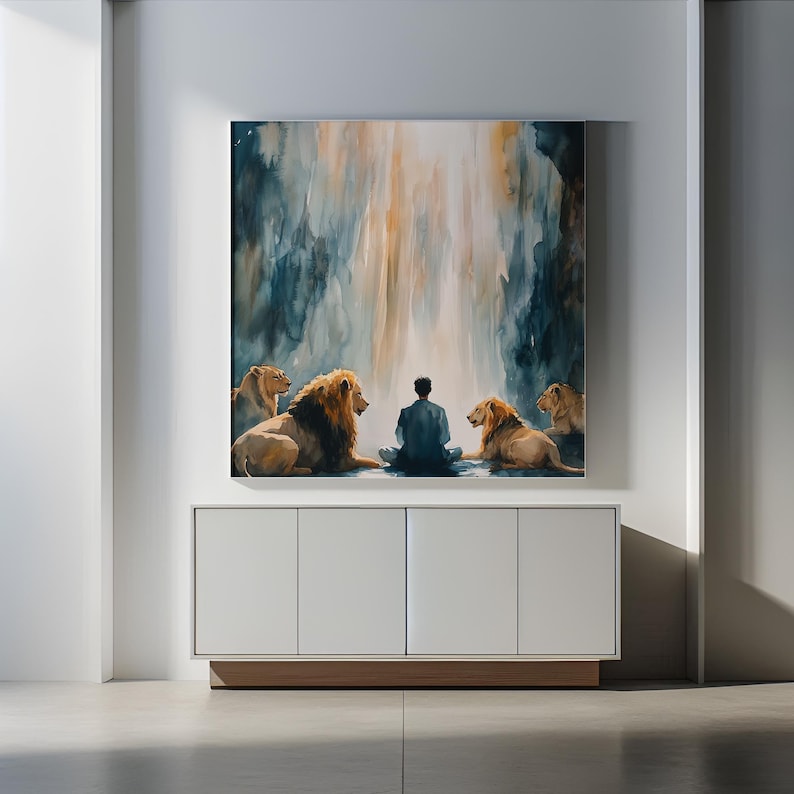 Daniel's Faith in Lion's Den, Bible Story Illustration, Christian Wall ...