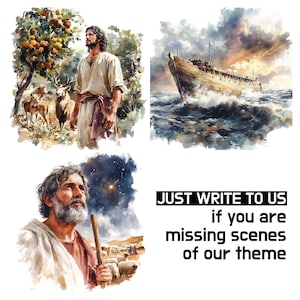 Genesis Bible Clipart Bundle, 100+ PNG Christian Digital Art for Sunday ...