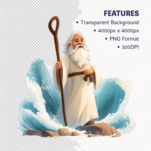 Moses Bible Story Clipart, Cute Cartoon Christian PNG Set, Kids Bible ...