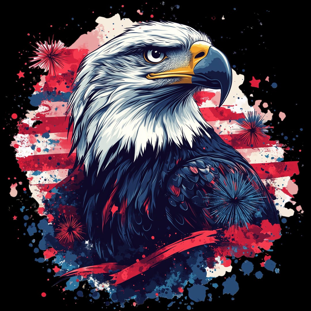 USA Independence Eagle Clipart, 4th of July Digital Art, American Eagle ...