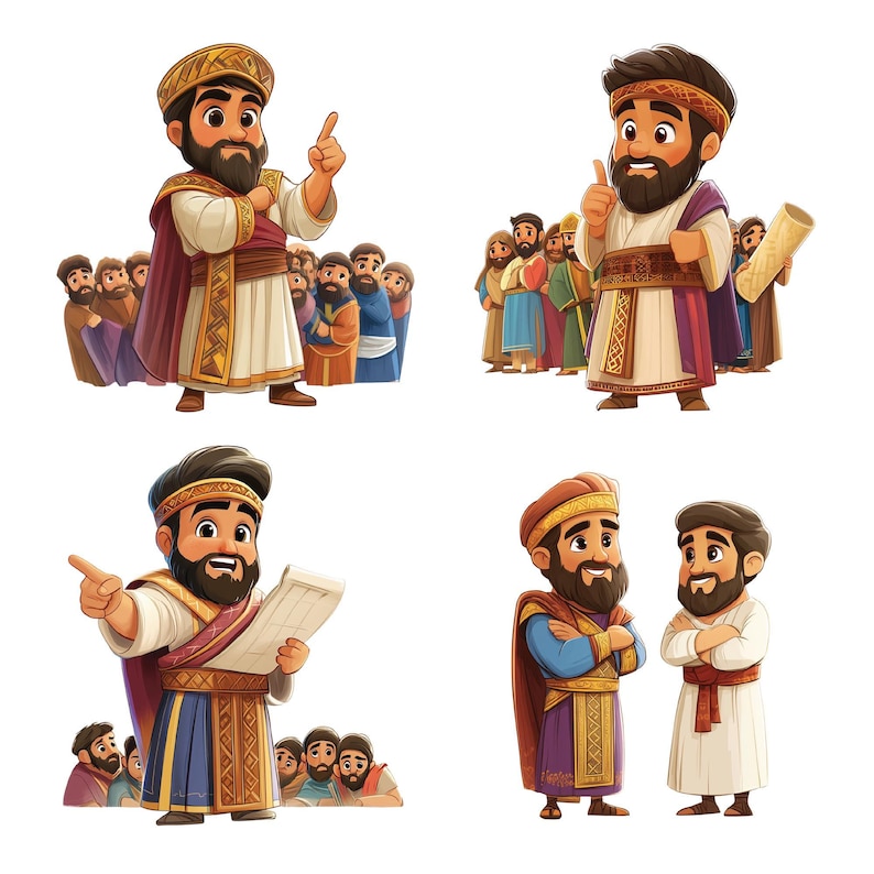 Apostle Paul Cartoon Bible Clipart, PNG Set for Kids, Christian Bible ...
