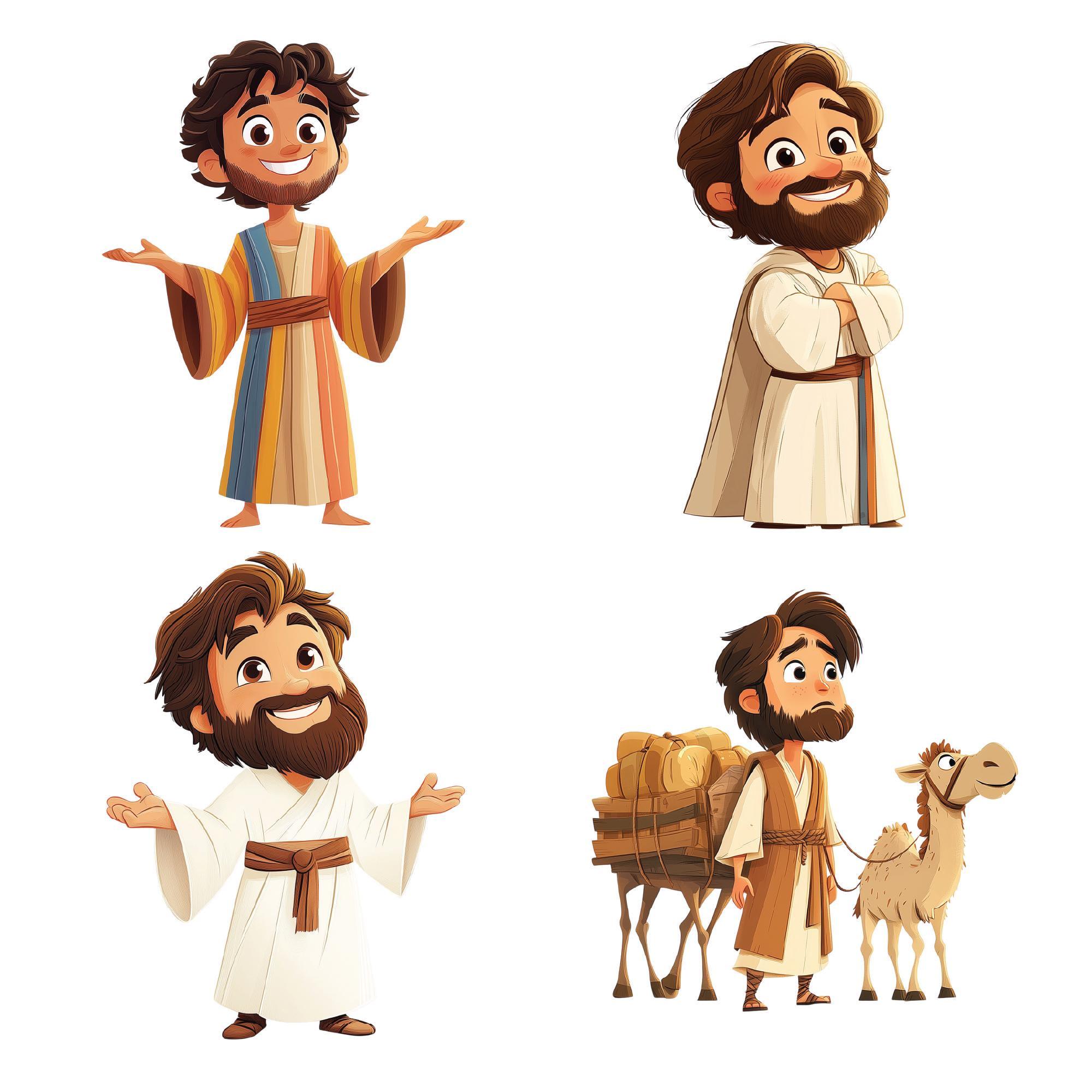Joseph Bible Story Clipart, Christian PNG Set With Joseph in Cartoon ...