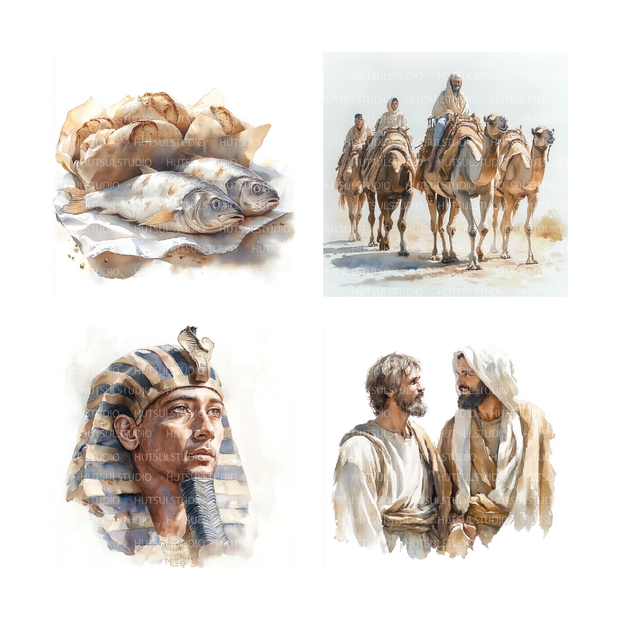 Bible Characters Clipart Bundle, 50 PNG Christian Illustrations, Bible ...