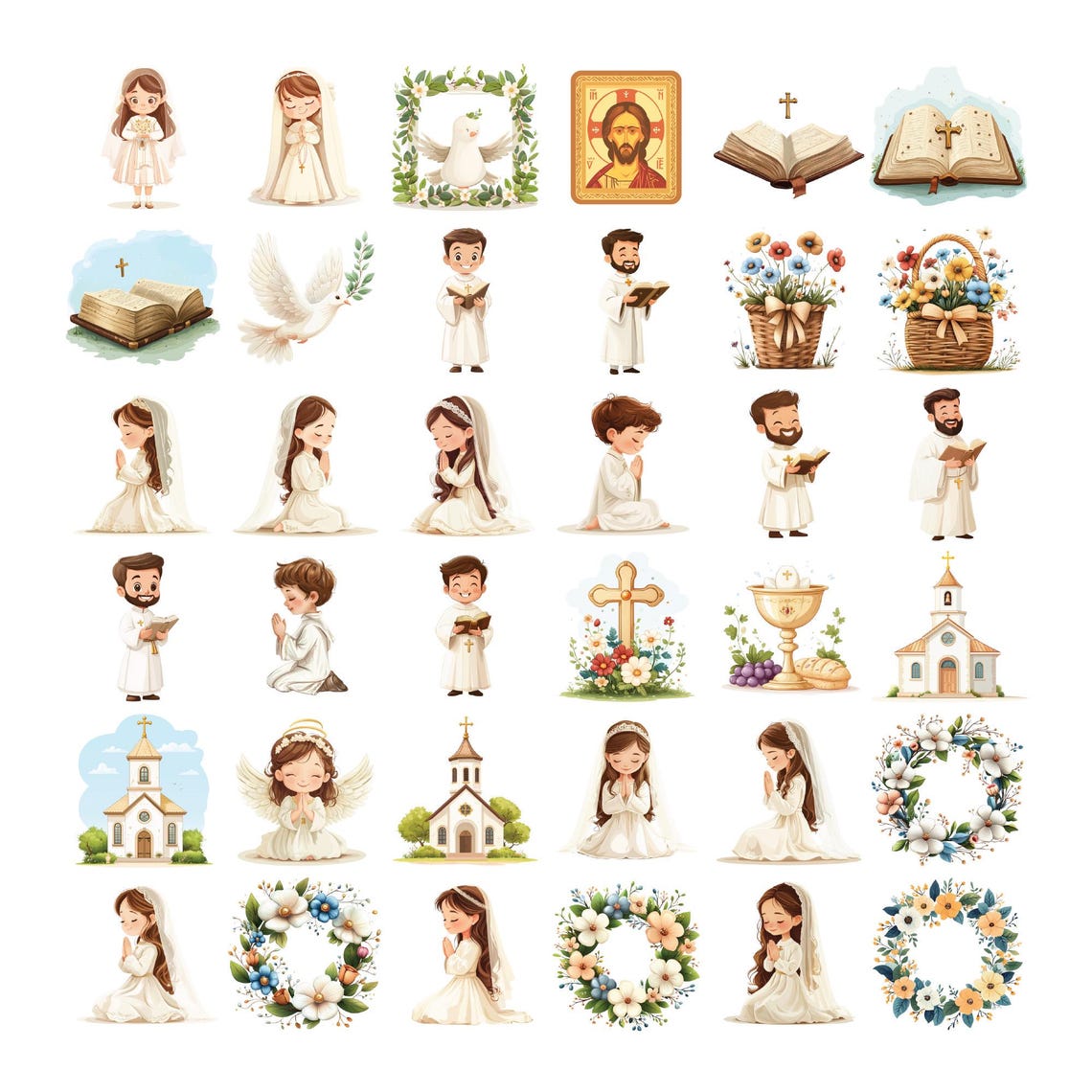 40PNG Christian First Communion Clipart Pack, Digital Download for ...