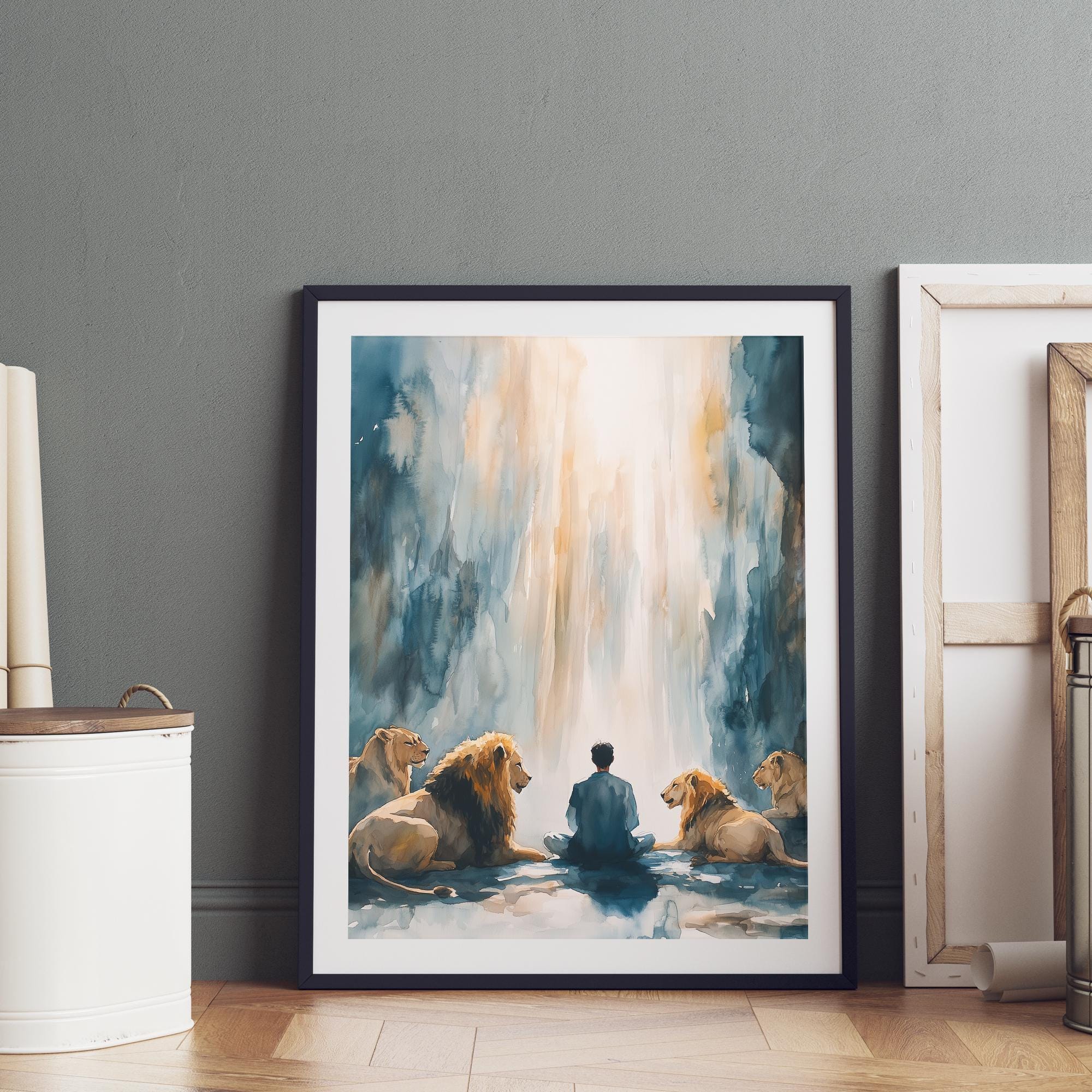 Daniel's Faith in Lion's Den, Bible Story Illustration, Christian Wall ...