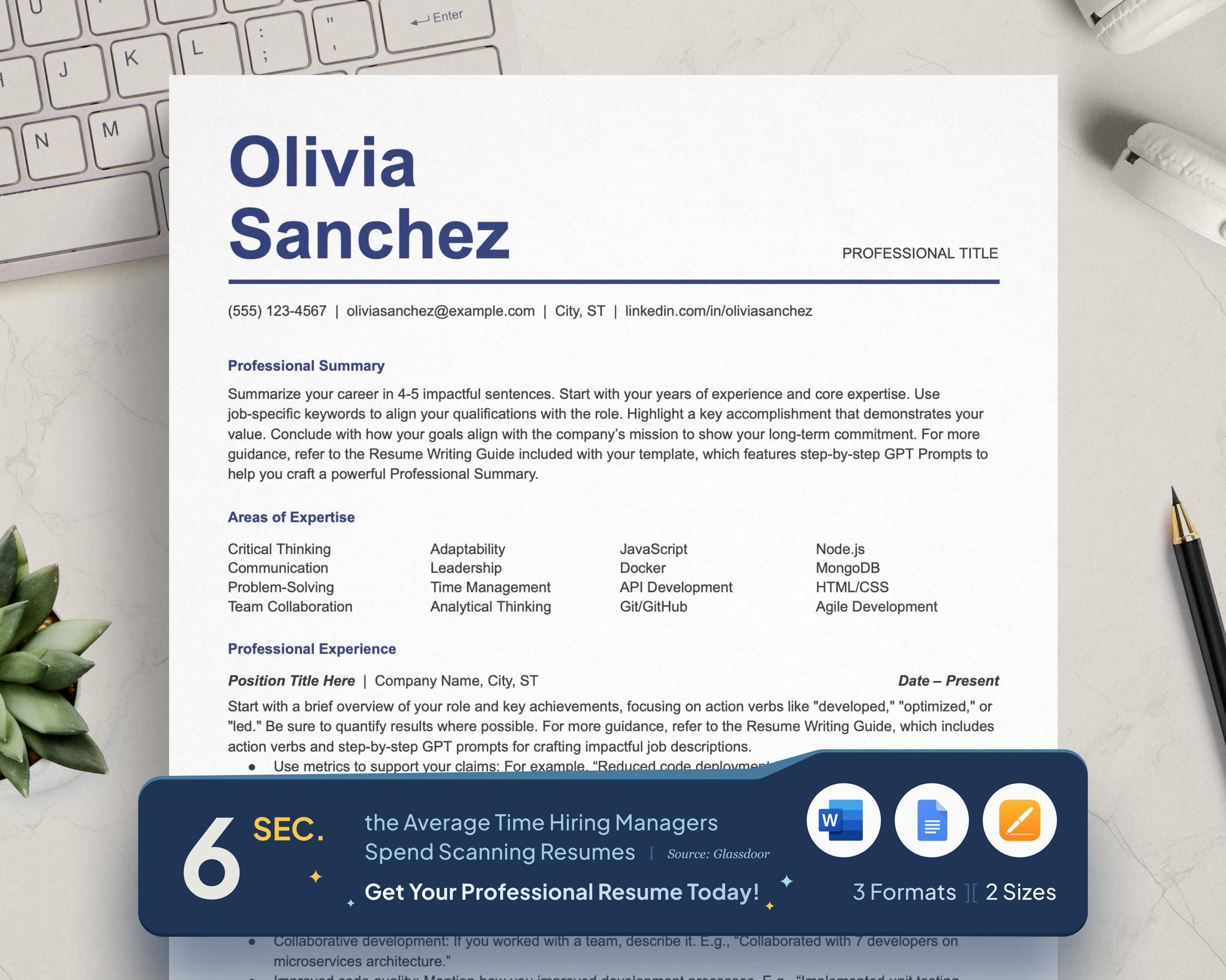 Modern Resume Template for Software Engineer, Full Stack Developer ...