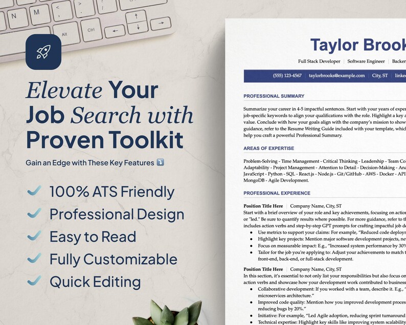 ATS Friendly Resume Template: Modern CV for Developers (google Docs ...