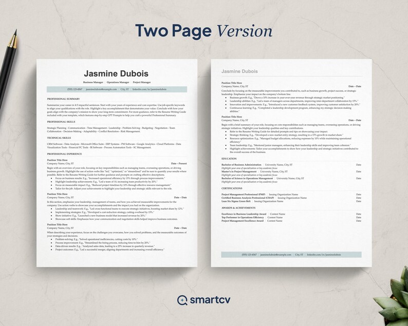 Ats-friendly Resume Template: Modern CV With Cover Letter (google Docs ...
