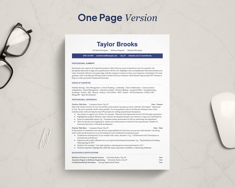 ATS Friendly Resume Template for Developer, Software Engineer, Backend ...