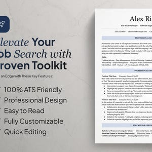 ATS Friendly Resume Template for Software Developer, Engineer, ATS ...