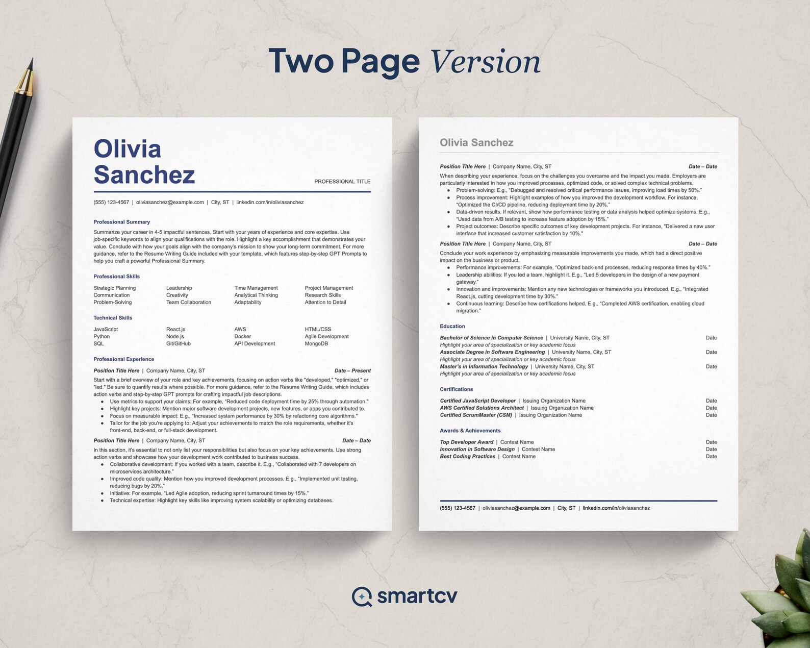Modern Resume Template for Software Engineer, Full Stack Developer ...
