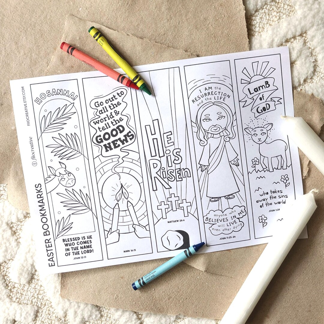 Christian Easter Printable Colouring Bookmarks Activity for Kids - Etsy