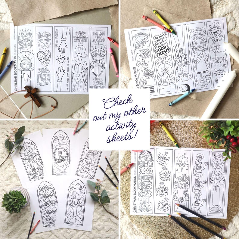 Catholic Printable Colouring Bookmarks Activity for Kids - Etsy