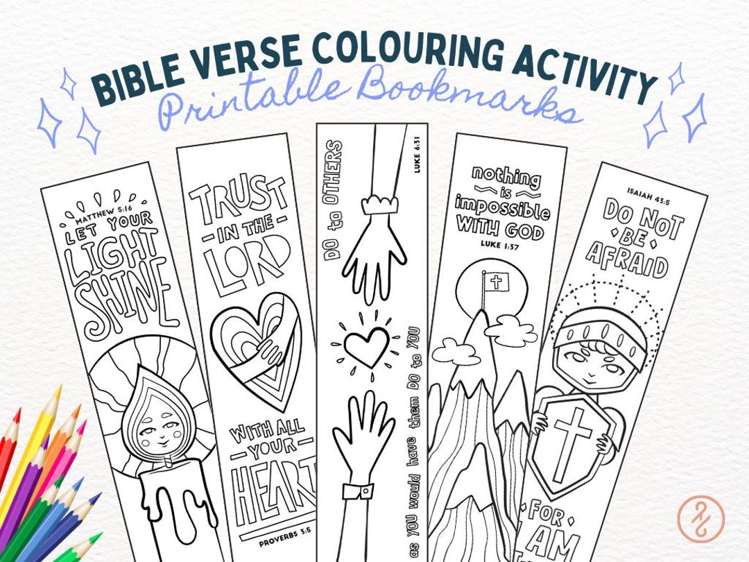 Christian Bible Verse Printable Colouring Bookmarks Activity for Kids ...