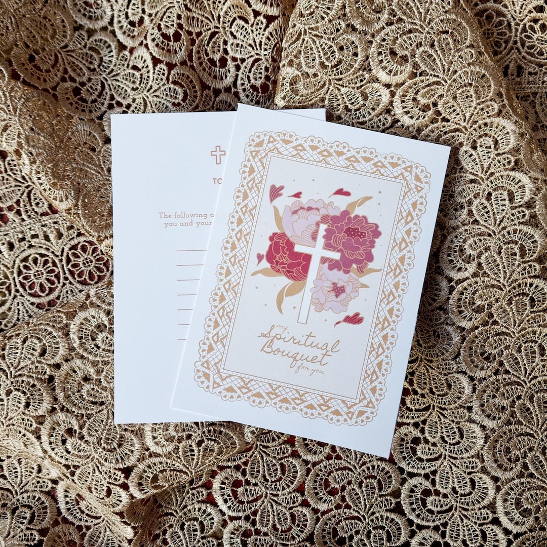 Printable Spiritual Bouquet Card: Illustrated Peony Prayer Gift (A6 ...