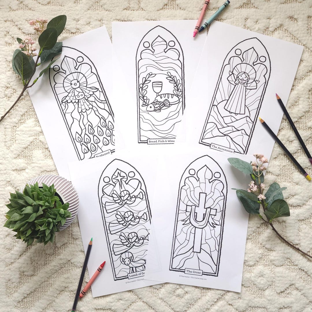 Printable Christian Colouring Pages - Stained Glass-style | Activity ...