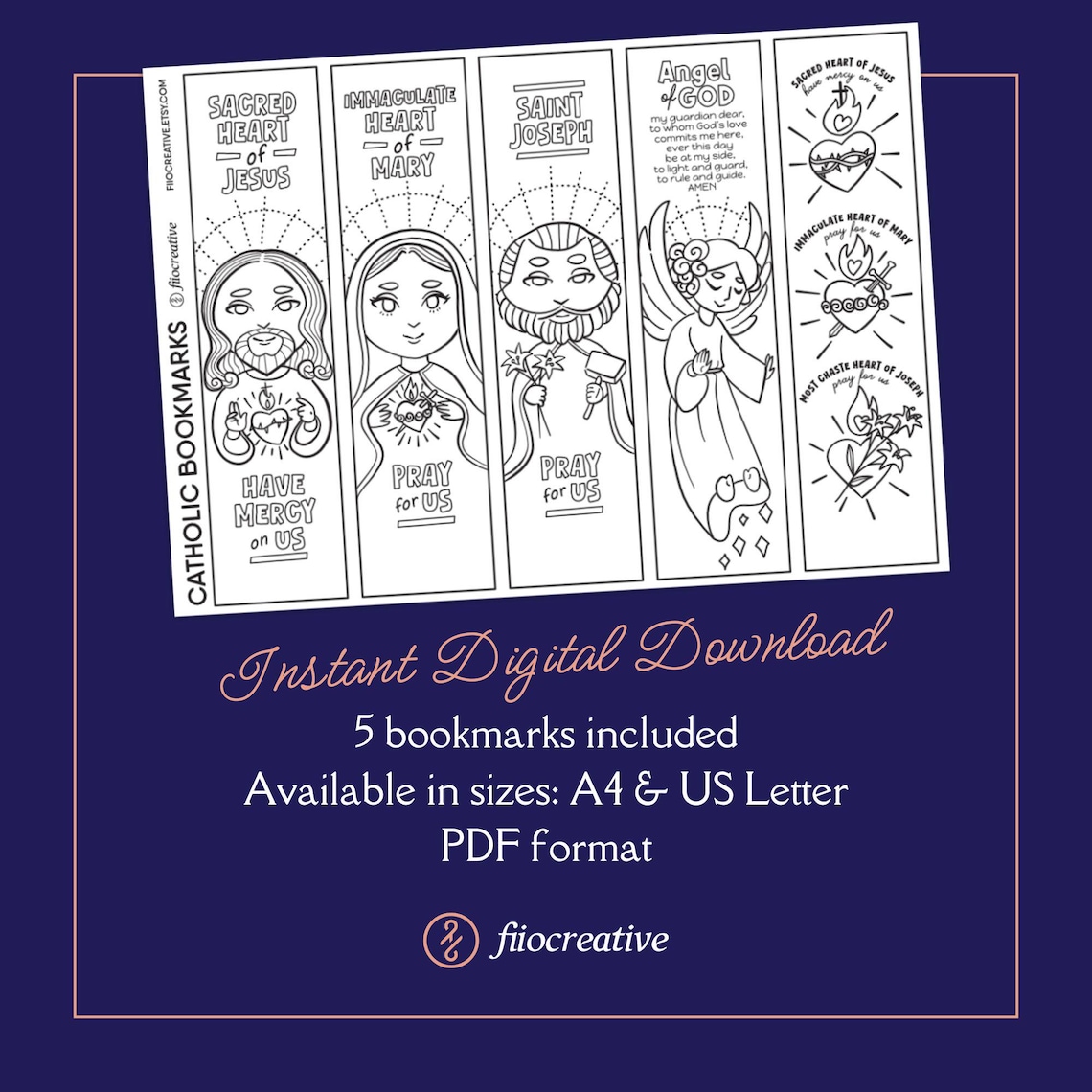 Catholic Printable Colouring Bookmarks Activity for Kids - Etsy