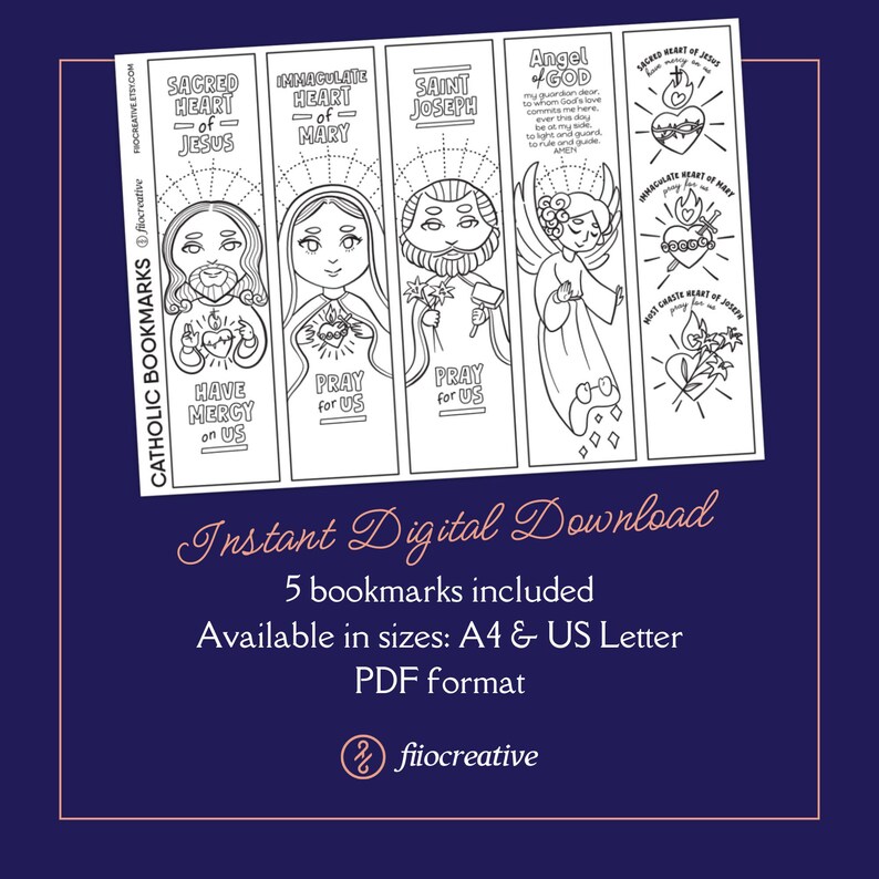 Catholic Printable Colouring Bookmarks Activity for Kids - Etsy