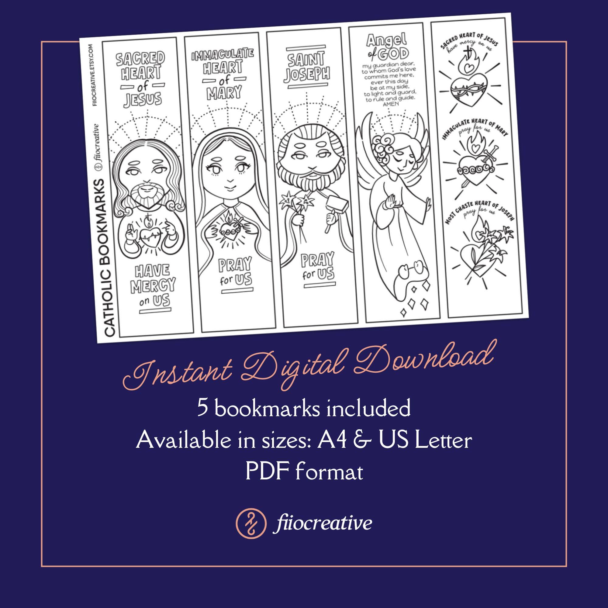Catholic Printable Colouring Bookmarks Activity for Kids - Etsy