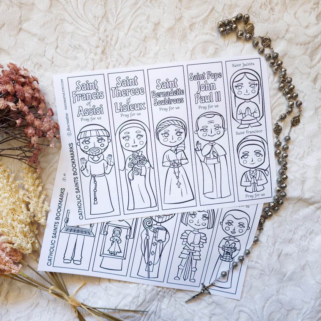 Printable Catholic Saints 10x Colouring Bookmarks Activity for Kids - Etsy