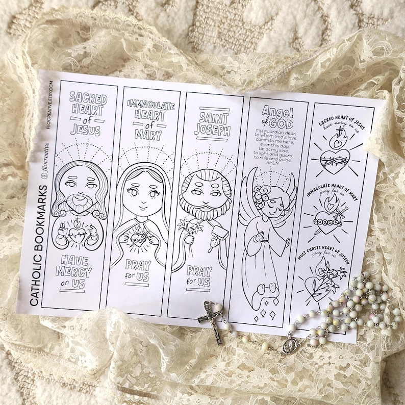 Catholic Printable Colouring Bookmarks Activity for Kids - Etsy