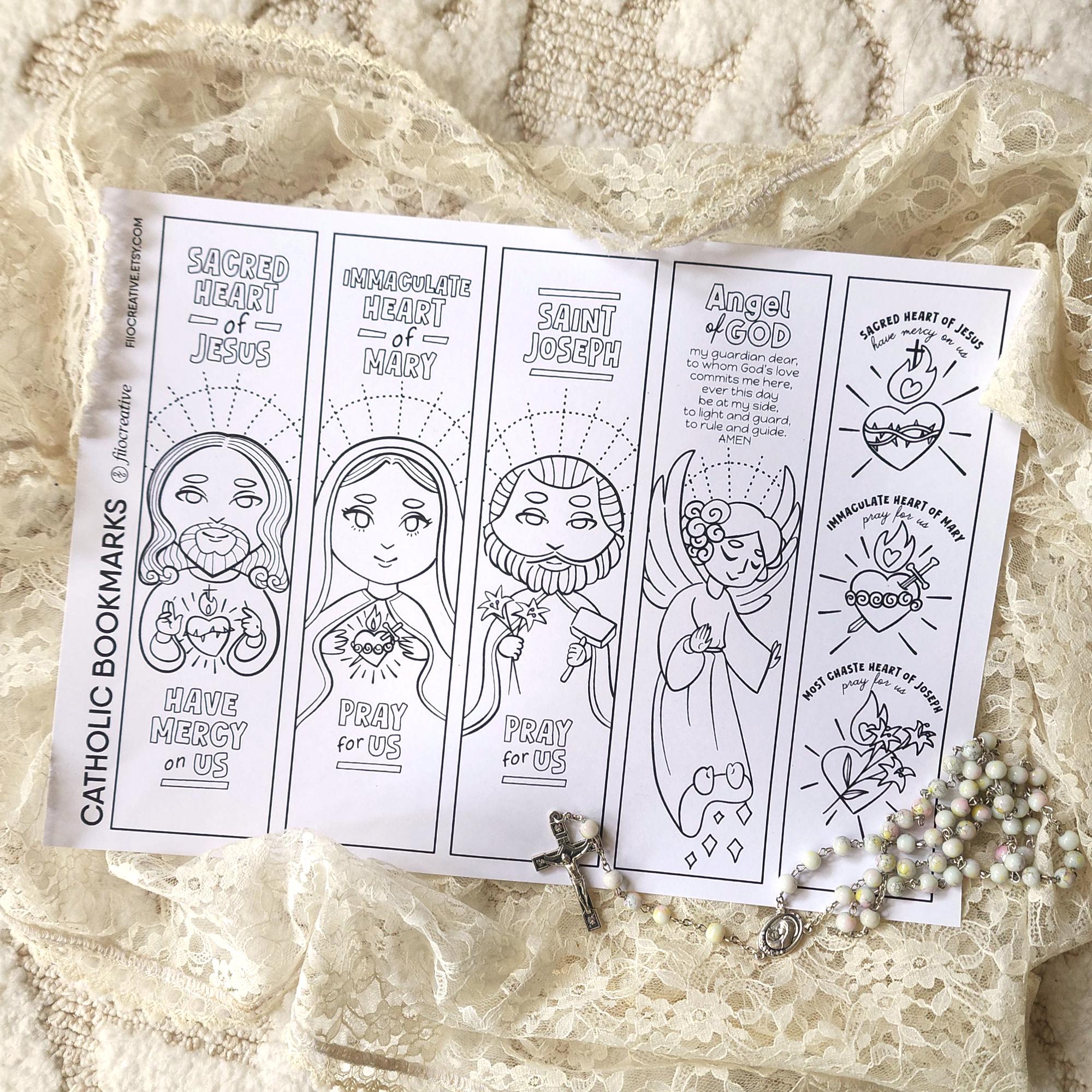 Catholic Printable Colouring Bookmarks Activity for Kids - Etsy