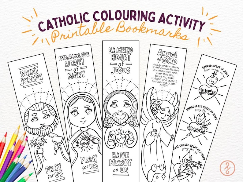 Catholic Printable Colouring Bookmarks Activity for Kids - Etsy