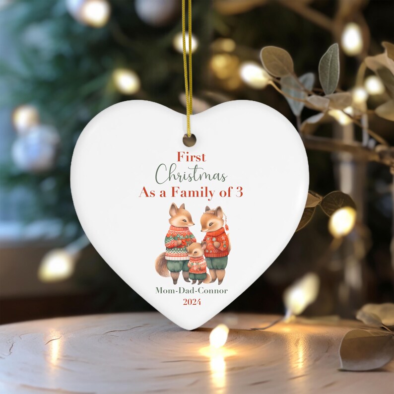 Personalized Family of 3 Christmas Ornament, First Christmas Gift - Etsy
